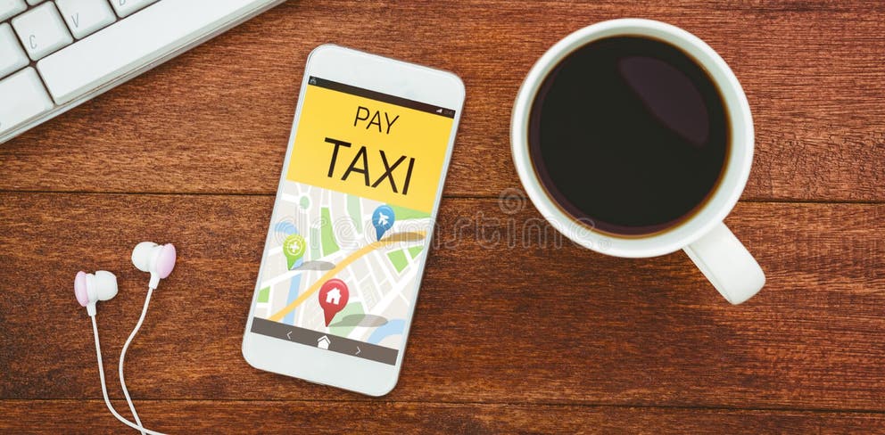 Composite Image of Image of Pay Taxi Text with Map Stock Image - Image ...
