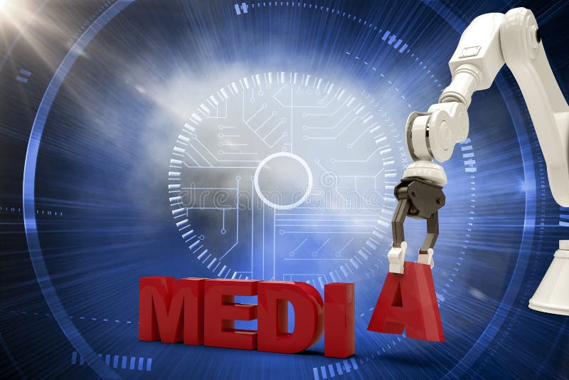 Composite Image of Image of Robotic Arm Arranging Media Text 3d Stock ...