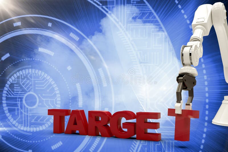 Composite Image of Image of Robotic Arm Arranging Target Text 3d Stock ...