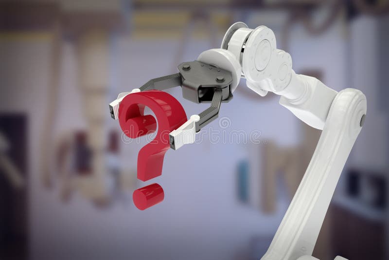 Composite Image of Image of Robotic Arm Holding Question Mark 3d Stock ...