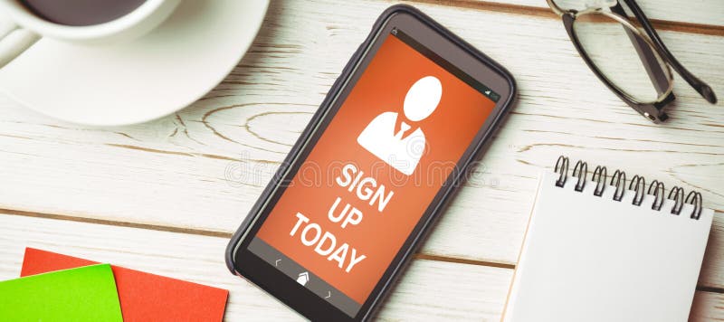 Composite Image of Image of Sign Up Now Text with Human Icon Stock ...