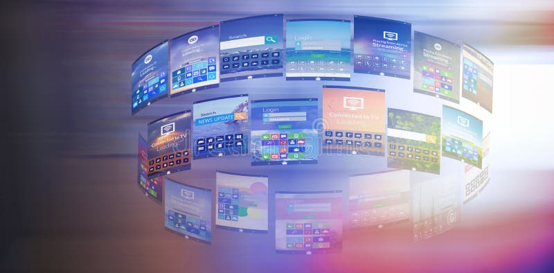 Composite Image of Image of Various Digital Screens Stock Illustration ...