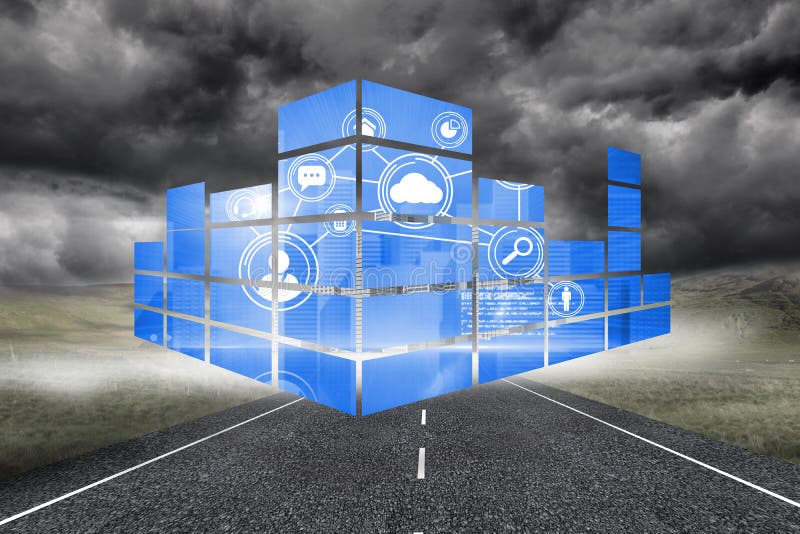 Composite Image of Interface on Abstract Screen Stock Illustration ...