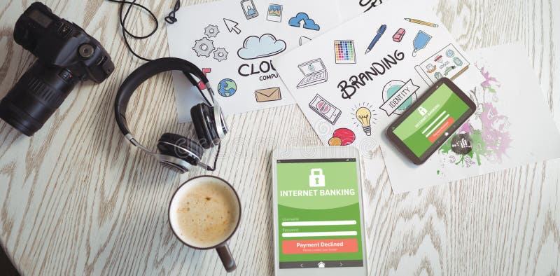 Composite Image of Internet Banking Text with Log in Page on Mobile ...