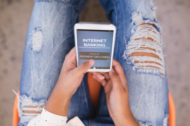 Composite Image of Internet Banking Text on Mobile Display Stock Photo ...