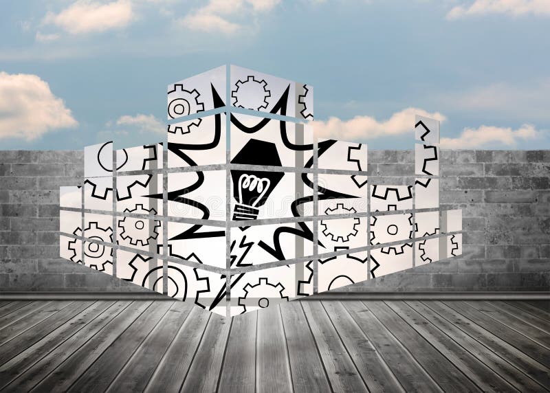 Composite Image of Light Bulb on Abstract Screen Stock Illustration ...