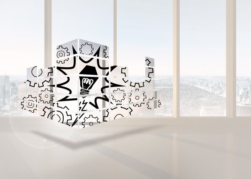 Composite Image of Light Bulb on Abstract Screen Stock Illustration ...