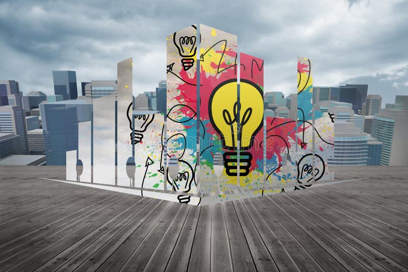 Composite Image of Light Bulb on Abstract Screen Stock Illustration ...