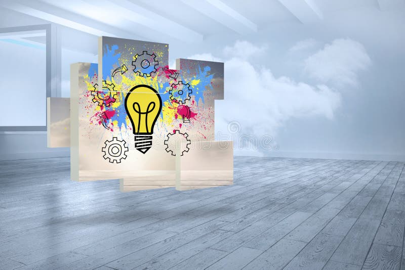 Composite Image of Light Bulb on Abstract Screen Stock Illustration ...