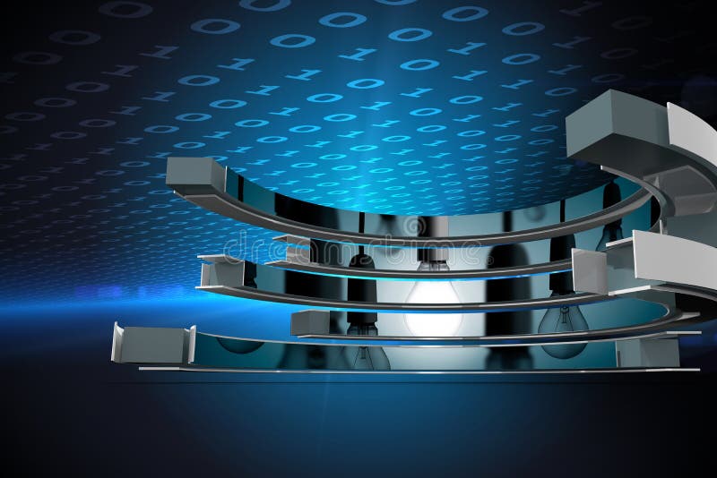 Composite Image of Light Bulb on Abstract Screen Stock Illustration ...