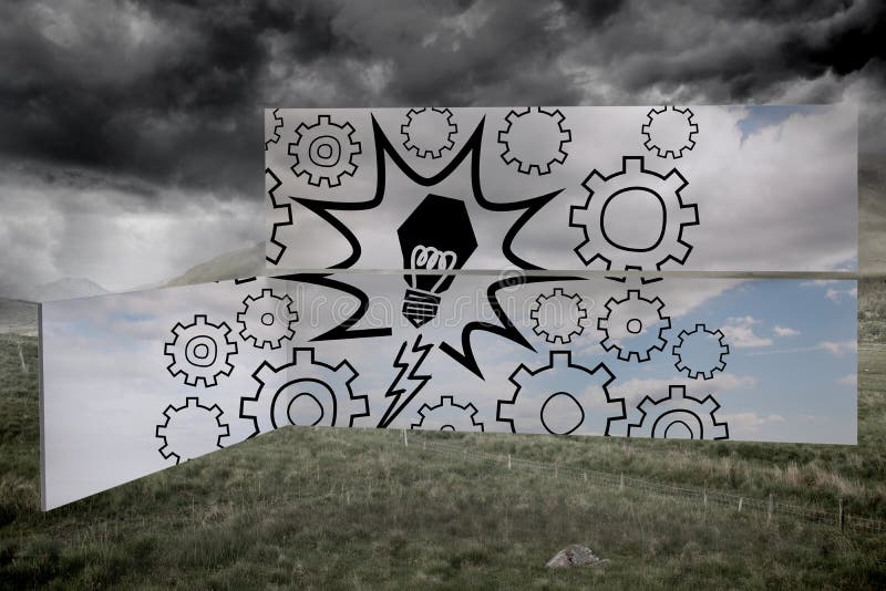 Composite Image of Light Bulb and Cogs on Abstract Screen Stock ...