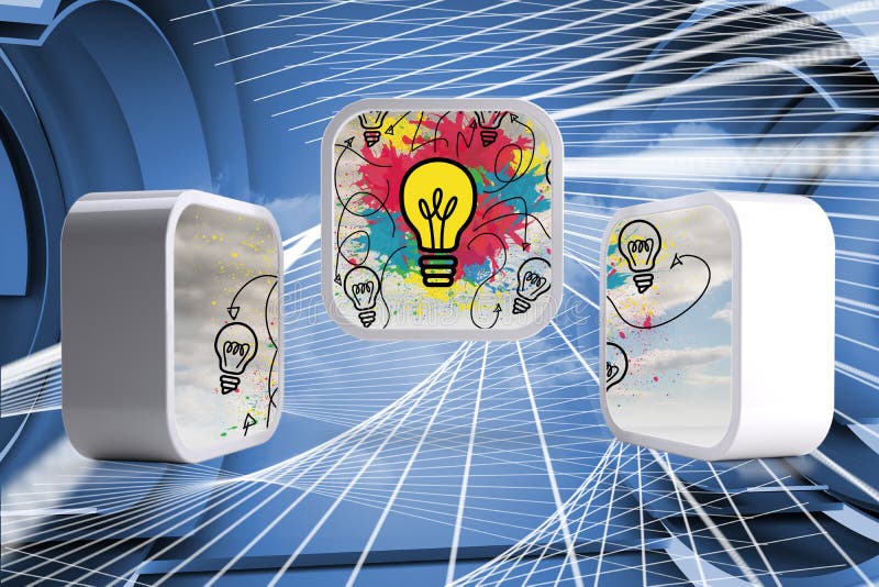 Composite Image of Light Bulbs on Abstract Screen Stock Illustration ...