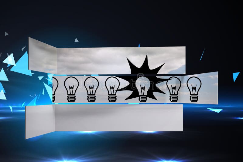 Composite Image of Light Bulbs on Abstract Screen Stock Illustration ...