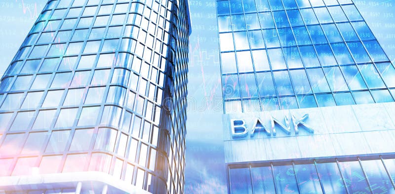 Composite Image of Low Angle View of Bank Building Stock Illustration ...