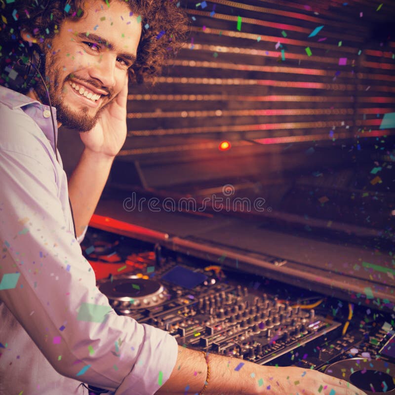 Composite Image of Male Dj Playing Music Stock Image - Image of club ...