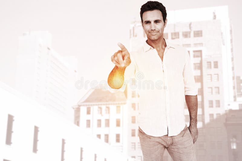 Composite Image of Man Pointing at Something on White Background Stock ...