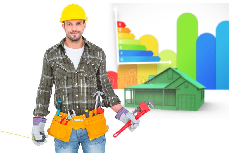 Composite Image of Manual Worker Holding Various Tools Stock Image ...