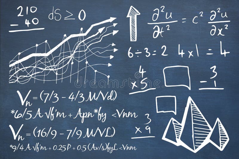 Composite Image of Mathematical Equations with Graph and Diagrams Stock ...