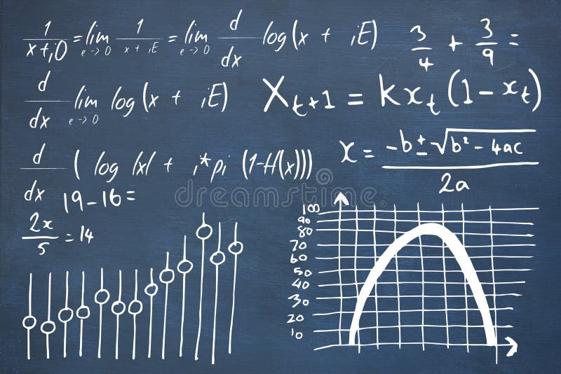 Composite Image of Mathematical Equations with Graph Stock Illustration ...