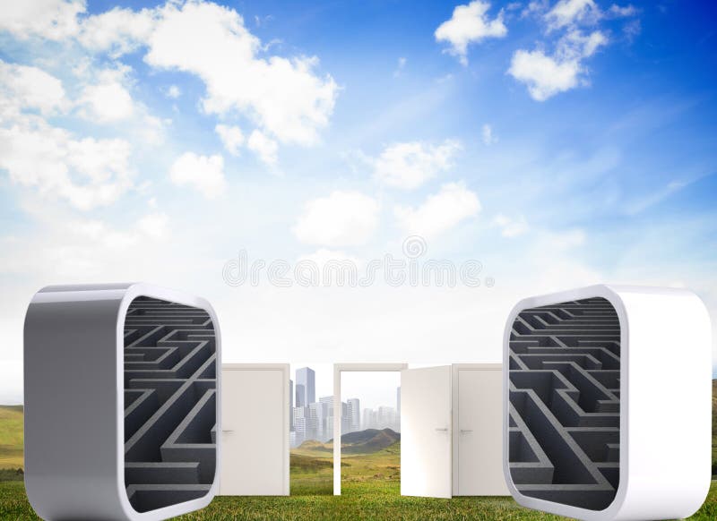 Composite Image of Maze on Abstract Screen Stock Illustration ...