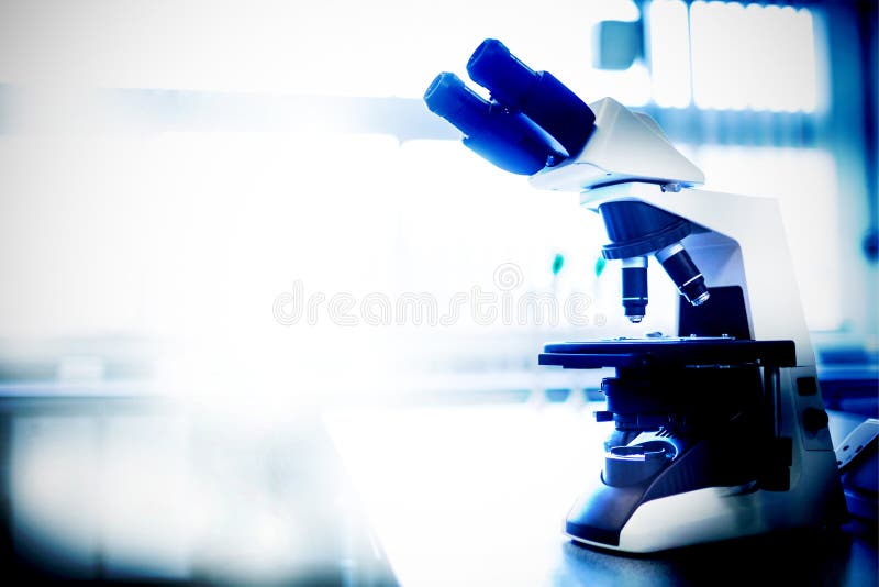 Composite Image of Microscope in Laboratory Stock Illustration ...