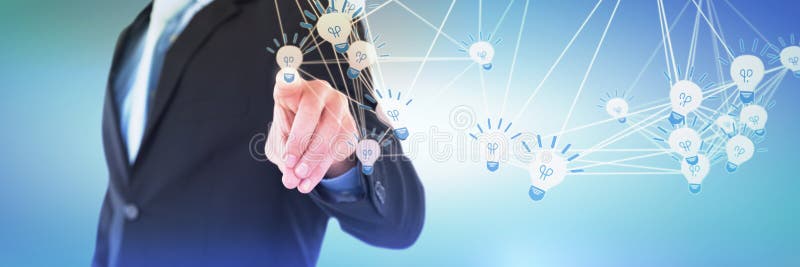 Composite Image of Mid Section of Businessman Gesturing on Invisible ...