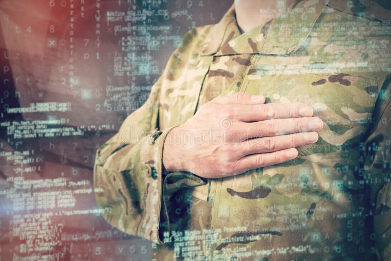 Composite Image of Mid Section of Soldier in Uniform Taking Oath Stock ...