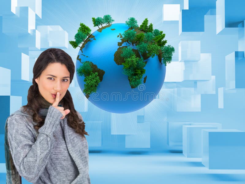 Composite Image of Model with Winter Clothes Keeping Secret Stock Image ...