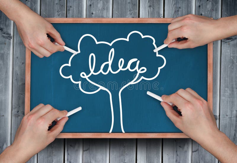 Composite Image of Multiple Hands Drawing Idea Tree with Chalk Stock ...