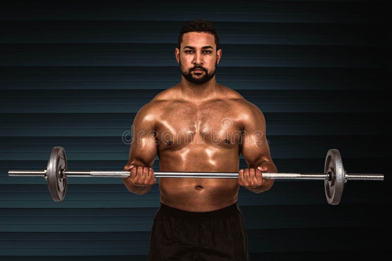 Composite Image of Muscular Man Lifting Heavy Barbell Stock Image ...