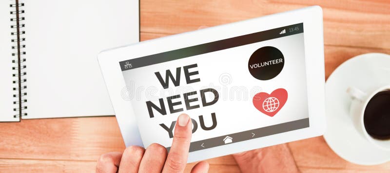 Composite Image of we Need You Text with Icons on Screen Stock ...