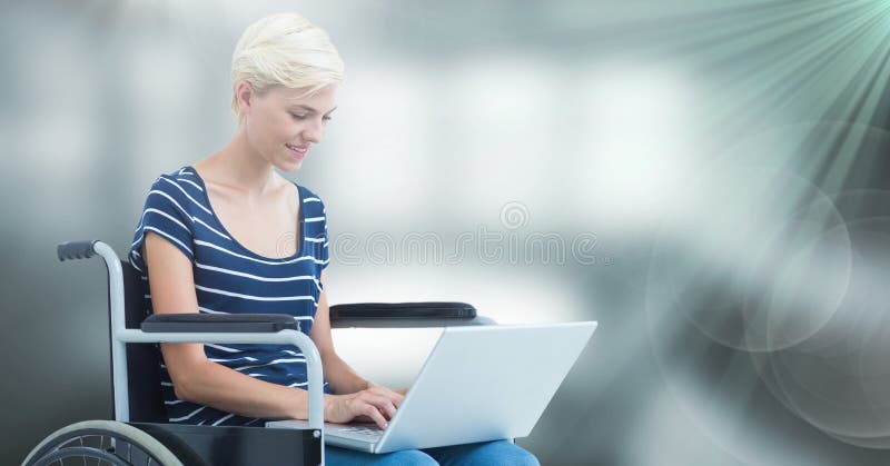 Composite Image Od Handicap Woman Using a Computer Stock Image - Image ...