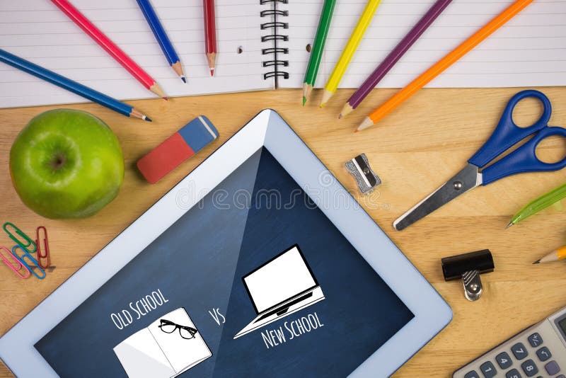 Composite Image of Old School Vs New School Stock Image - Image of ...