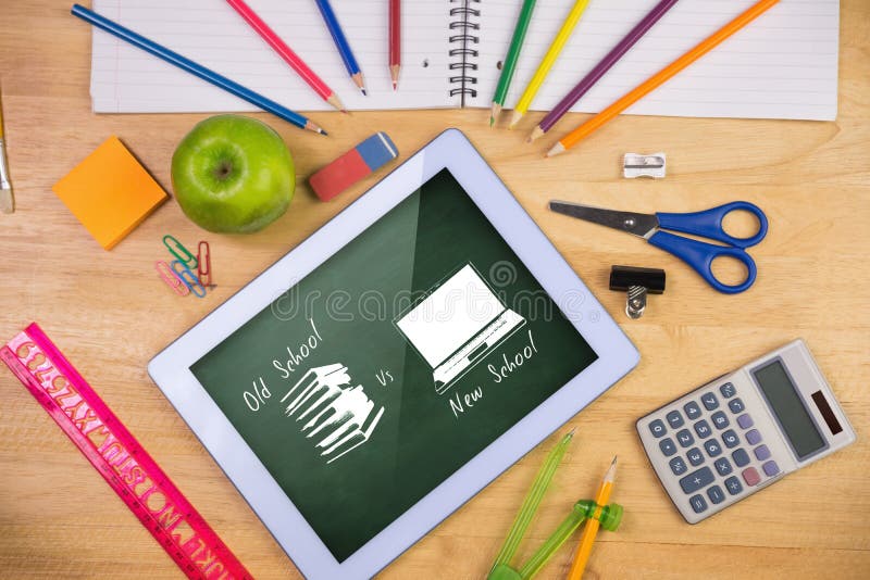 Composite Image of Old School Vs New School Stock Photo - Image of ...