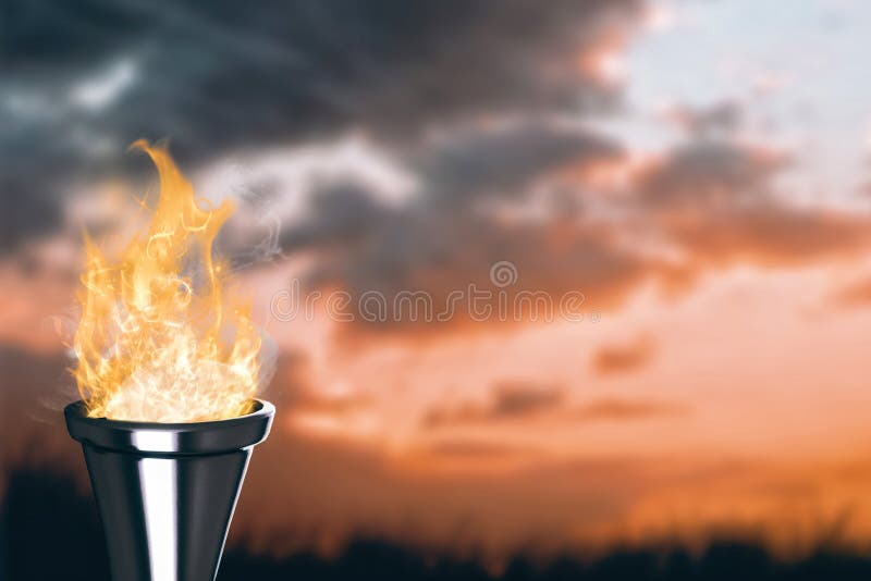 Composite Image of the Olympic Fire Stock Photo - Image of grass ...