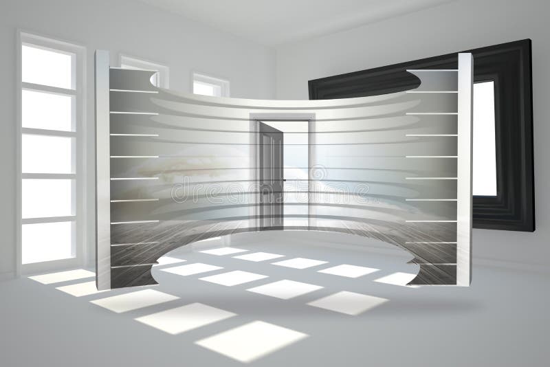 Composite Image of Open Door in Clouds on Abstract Screen Stock ...