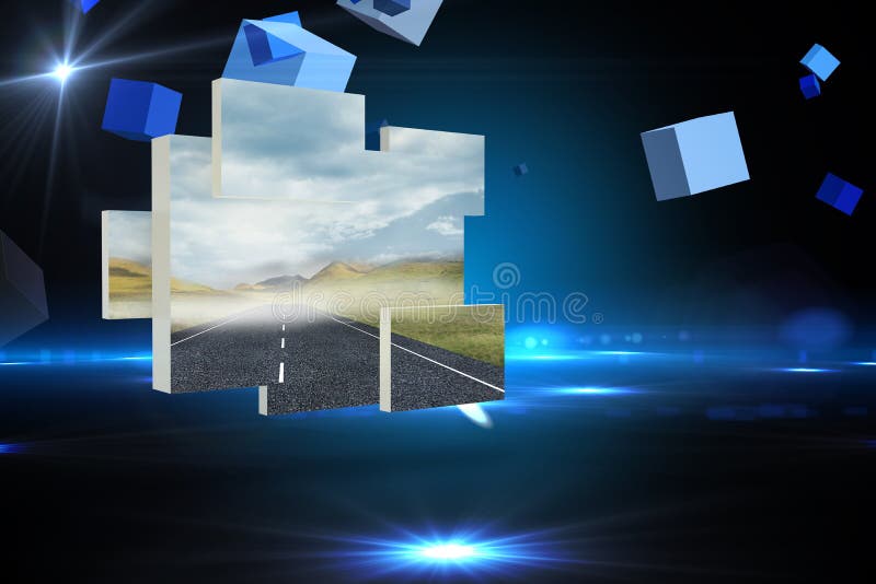Composite Image of Open Road on Abstract Screen Stock Illustration ...