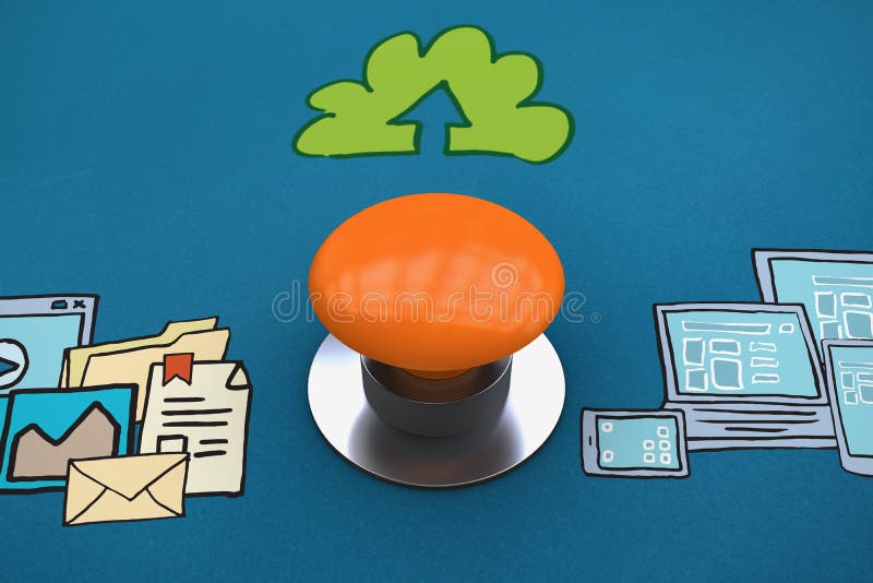 Composite Image of Orange Push Button Stock Illustration - Illustration ...