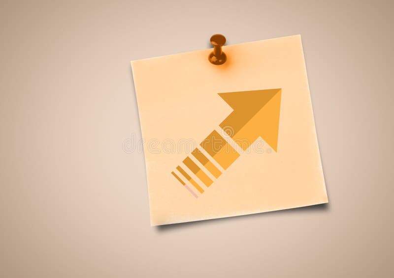 Composite Image of Orange Sticky Note Arrow Icon Stock Illustration ...