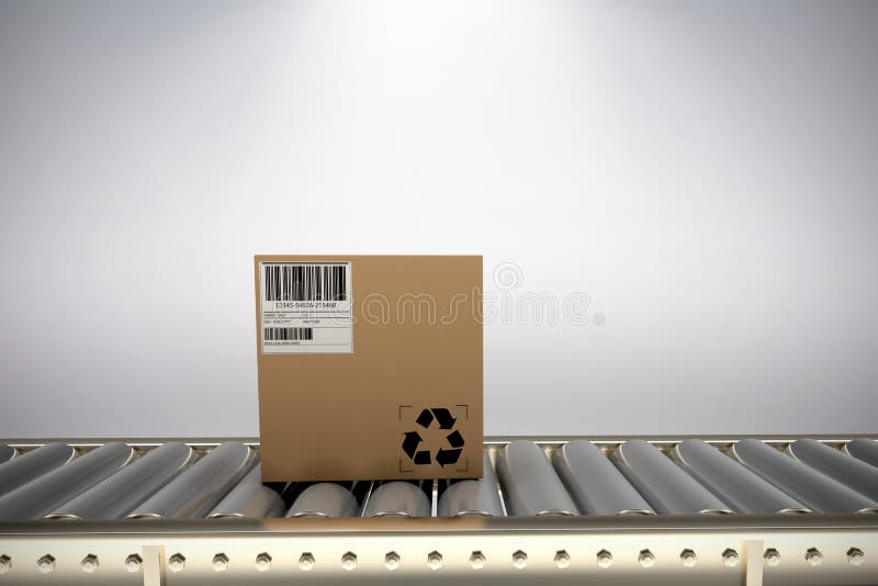 Composite Image of Packed Carton Box on Production Line Stock ...