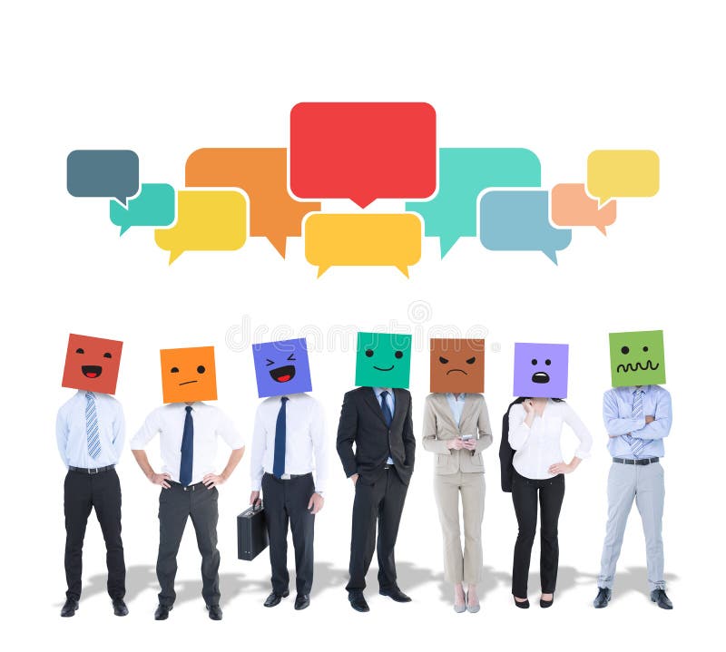 Composite Image of People with Boxes on Their Heads Stock Image - Image ...