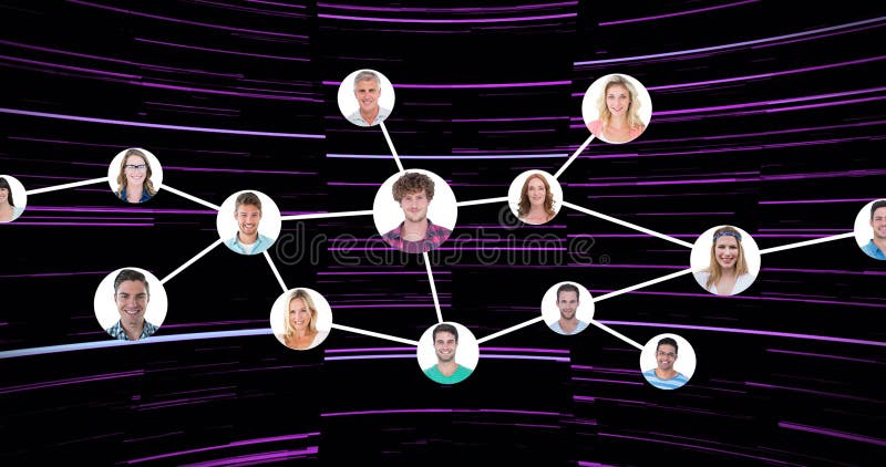 Composite Image of People Connected Globally through Networking Against ...