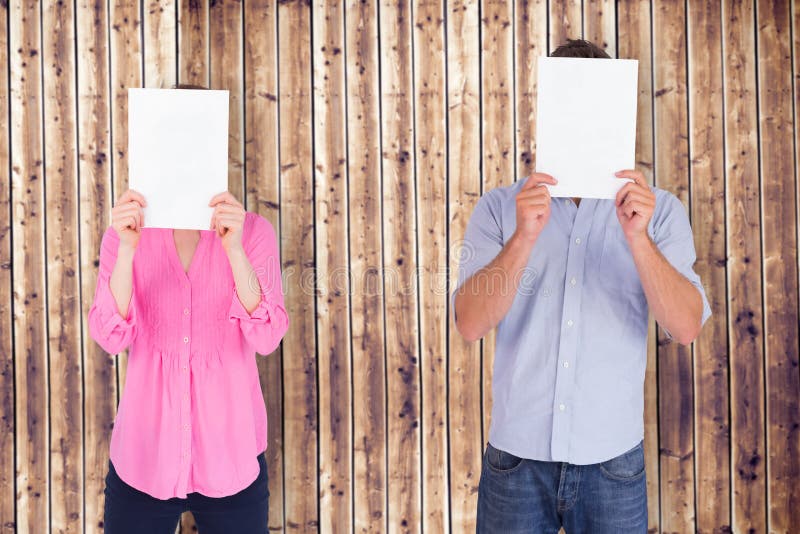 Composite Image of People Holding Sheets Over Faces Stock Image - Image ...