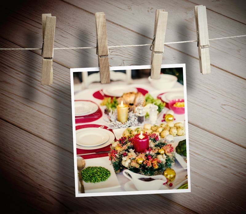 Composite Image of Photo Hanging from Line Stock Illustration ...