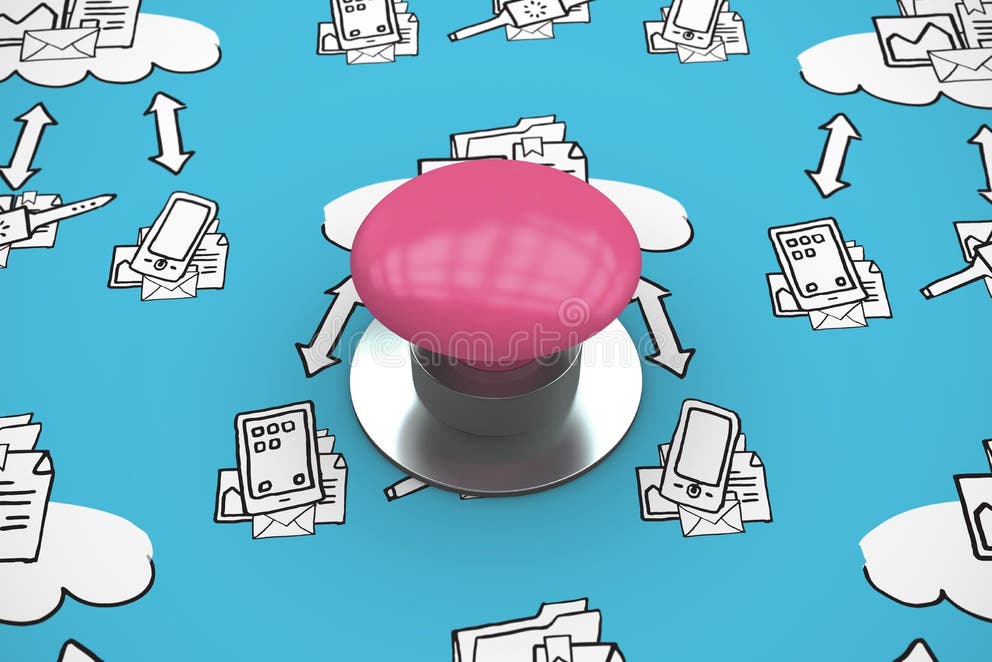 Composite Image of Pink Push Button Stock Illustration - Illustration ...