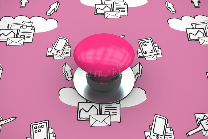 Composite Image of Pink Push Button Stock Illustration - Illustration ...