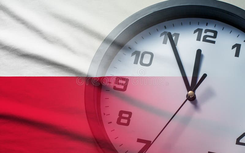 Composite Image of the Poland Flag and Clock Stock Photo - Image of ...