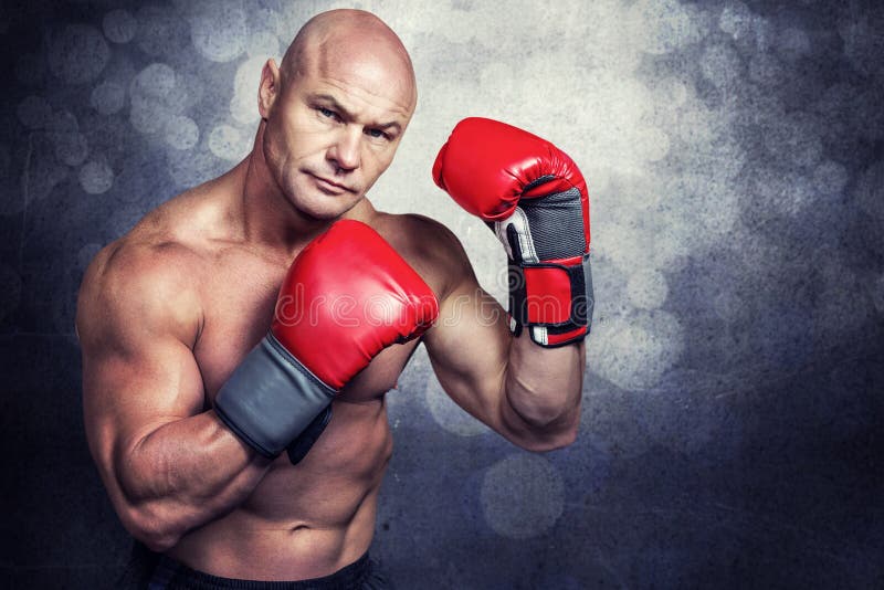 Composite Image of Portrait of Boxer with Red Gloves Stock Photo ...