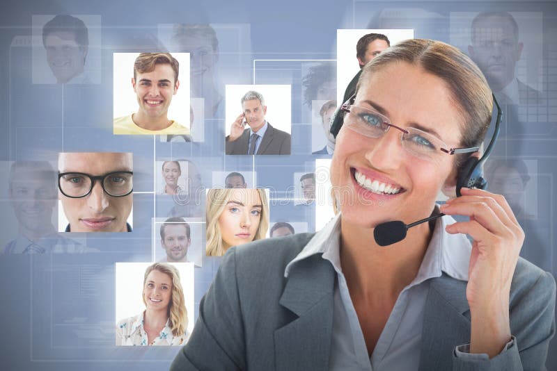 Composite Image of Portrait of a Call Center Executive Wearing Headset ...