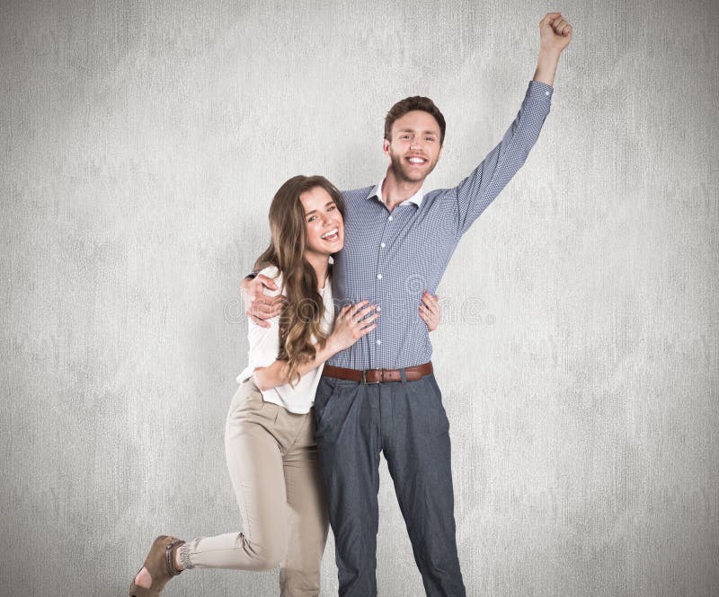 Composite Image of Portrait of Cheerful Young Couple Stock Photo ...